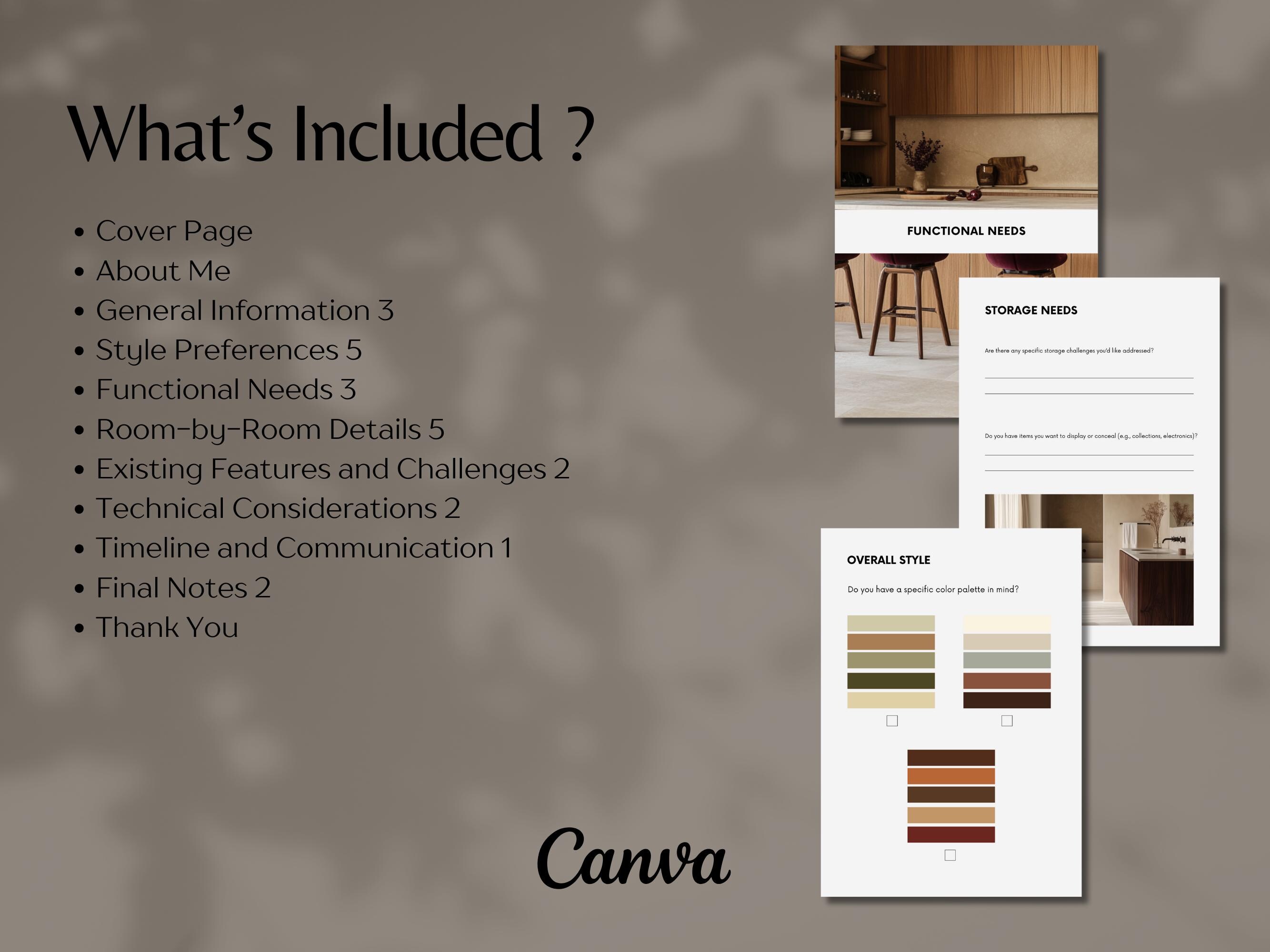 Interior Design Questionnaire Template, Client Onboarding Question ...