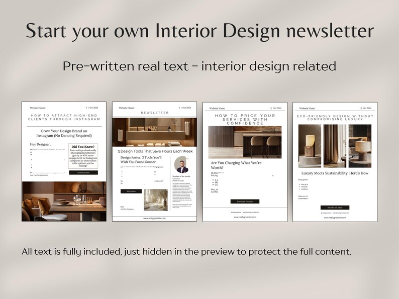 Interior Design Newsletter Editable Template, Interior Design Email ...