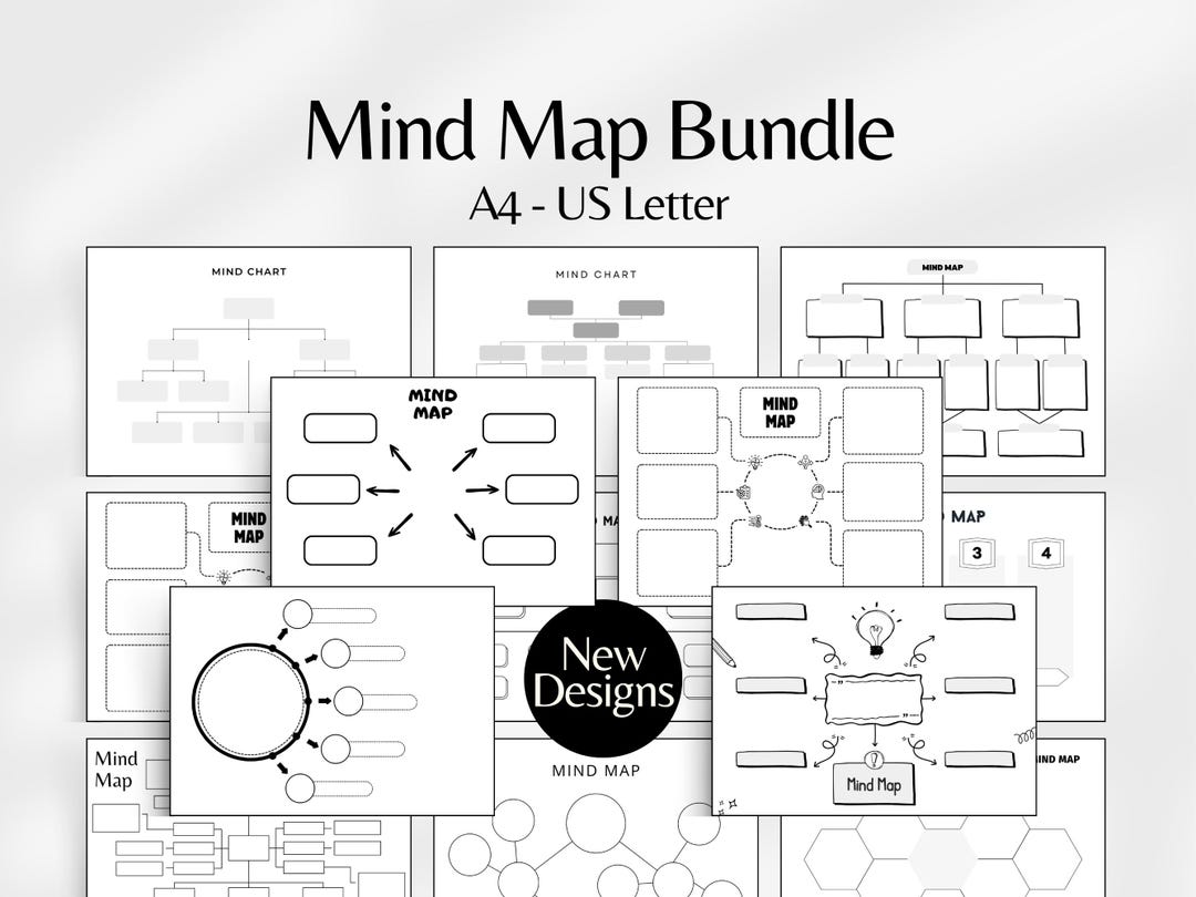 Mind Map Bundle Template: Brainstorming & Study Diagrams (A4/US Letter ...