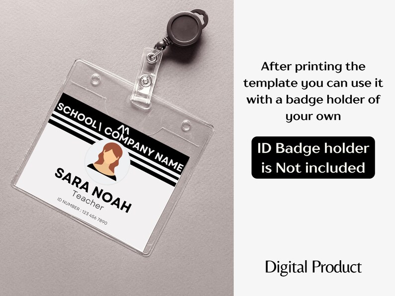 ID Badge Template - ID Card Editable Template - Work Name Tag ...