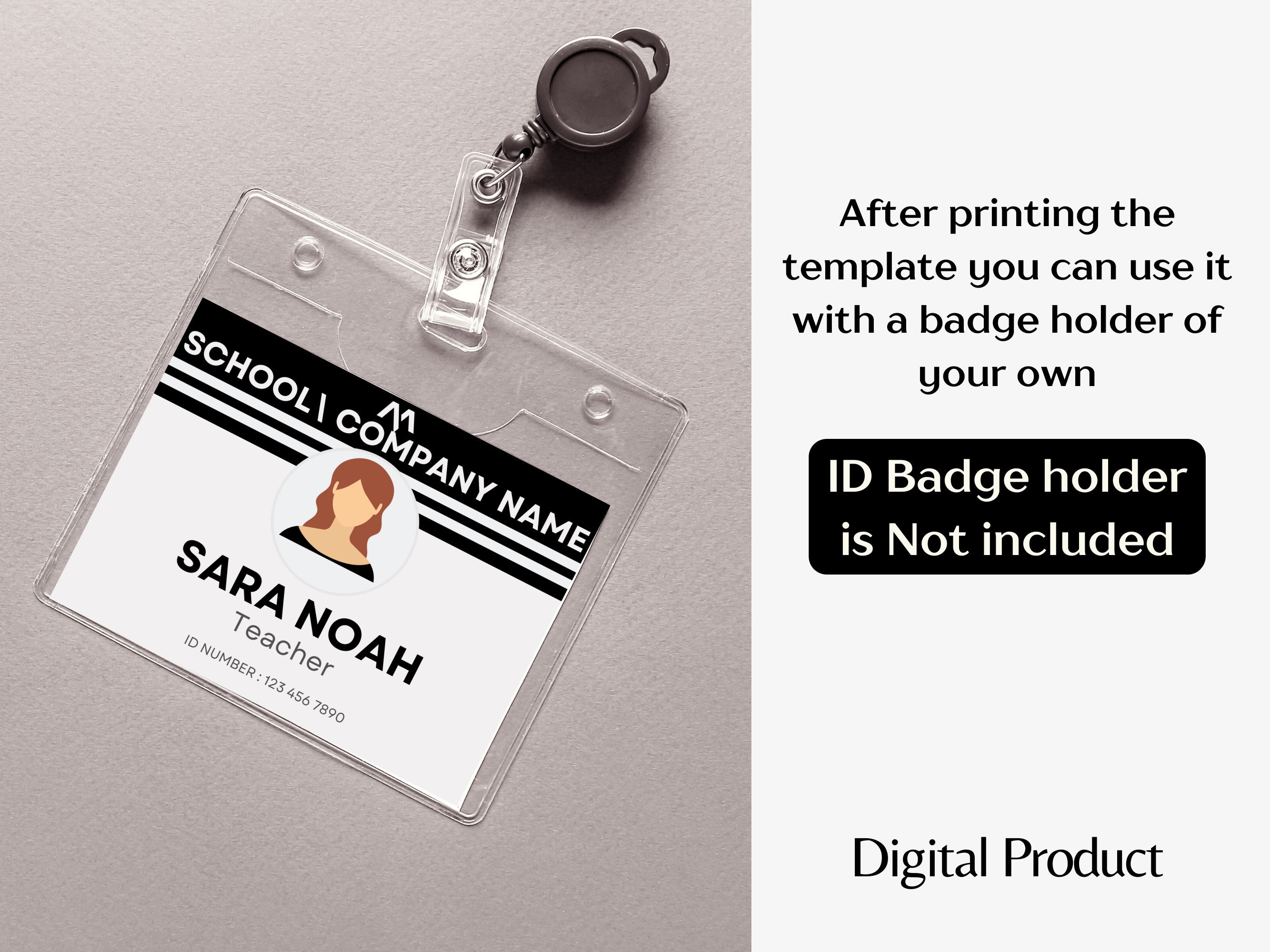 ID Badge Template - ID Card Editable Template - Work Name Tag ...