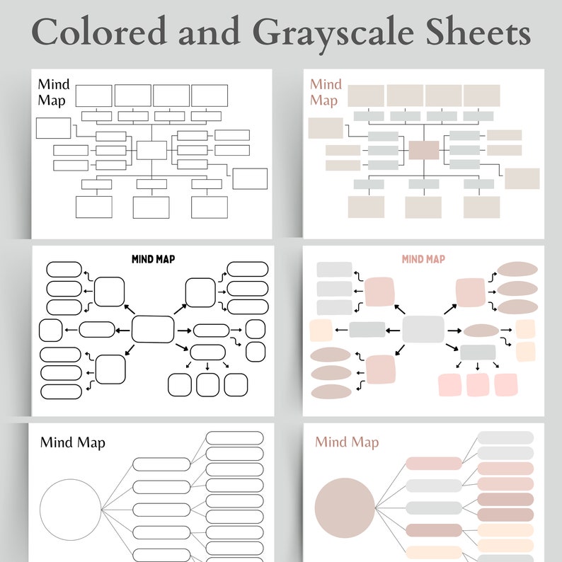 Mind Map Template Printable Mind Map Planner Brainstorm Diagrams Study ...