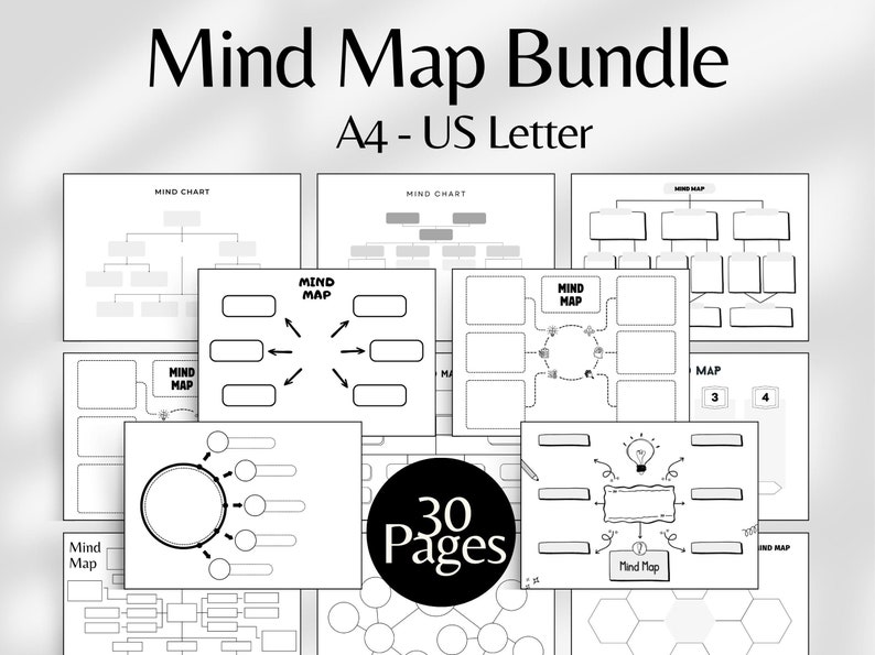 Mind Map Bundle Template School Printables Productivity Chart Study ...
