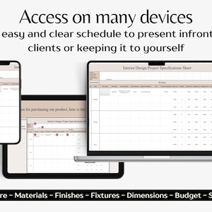 Interior Design Specification Google Sheets Excel Template FFE Interior ...