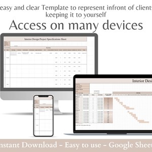 Interior Design Specifications Template FFE Interior Designer Project Management Spreadsheets ...