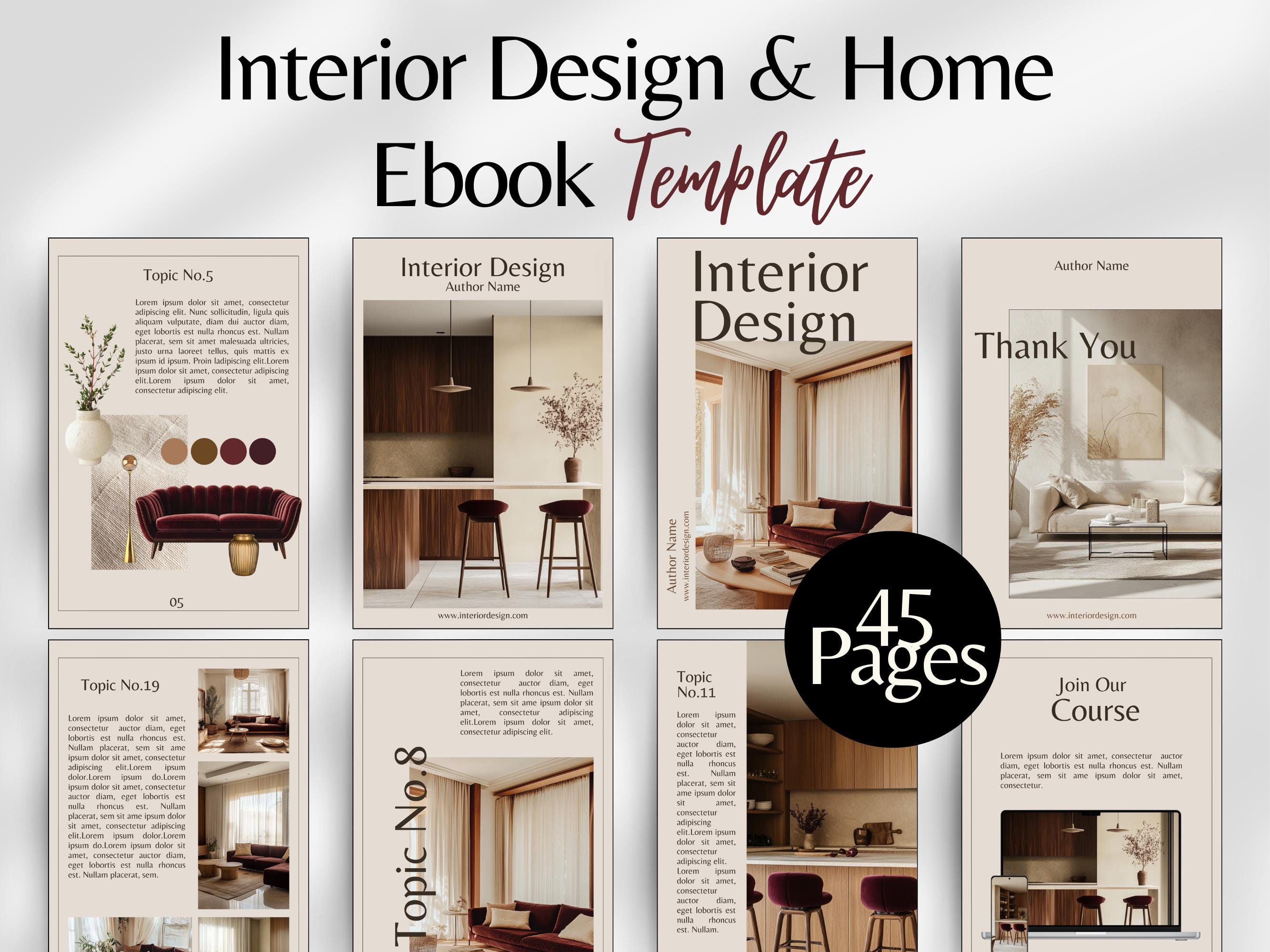 Interior Design Ebook Template Canva Editable Ebook Template Home Decor ...