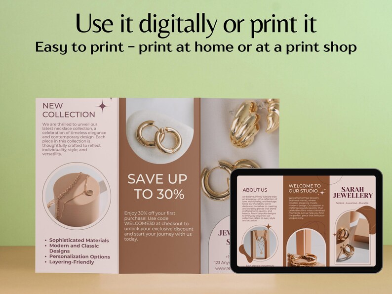 Editable Brochure Template, Jewelry Brochure Template, Custom Tri-fold ...