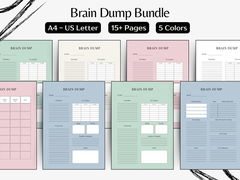 Brain Dump Bundle Template Printable Brain Dump Planner ADHD Daily ...