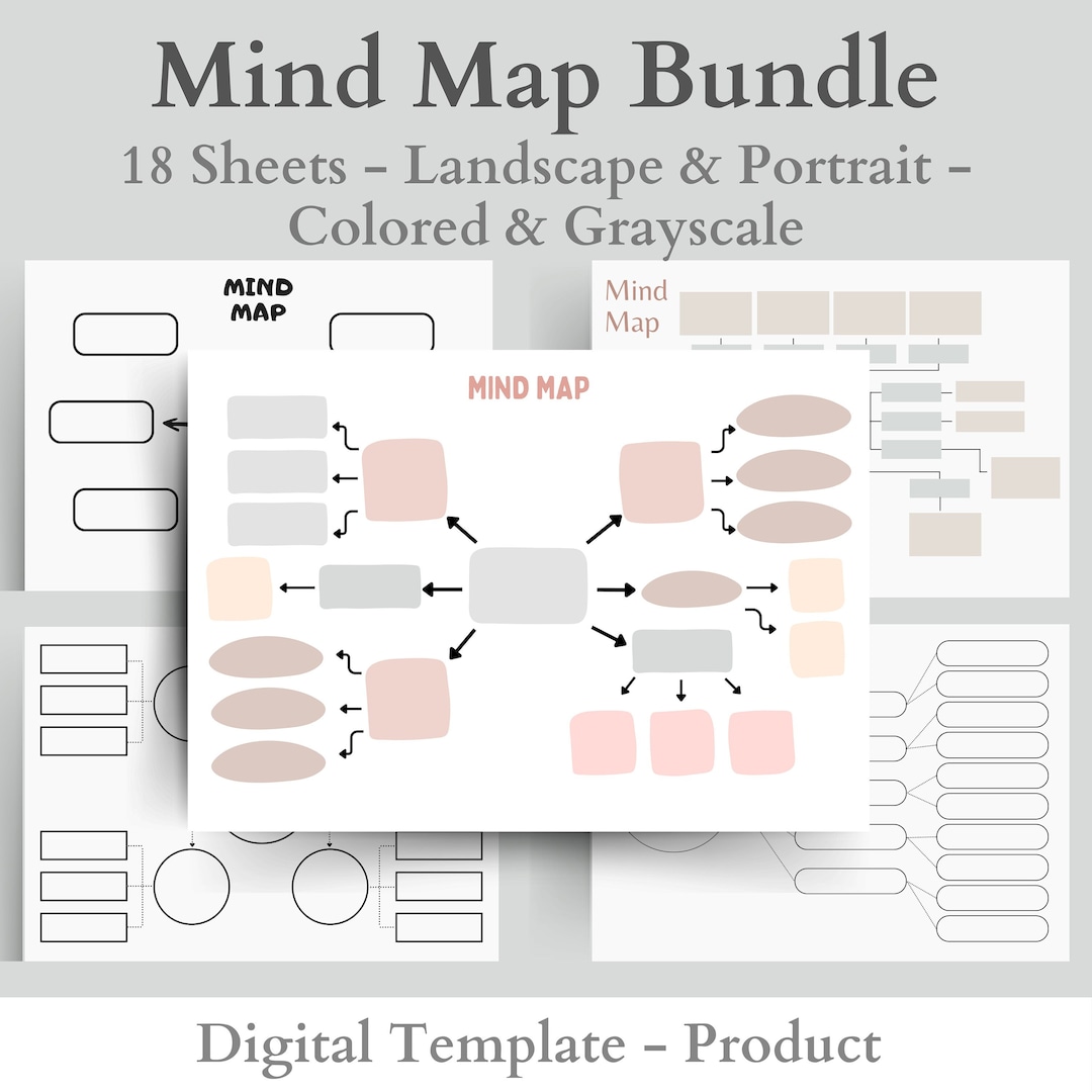 Mind Map Template Printable Mind Map Planner Brainstorm Diagrams Study ...