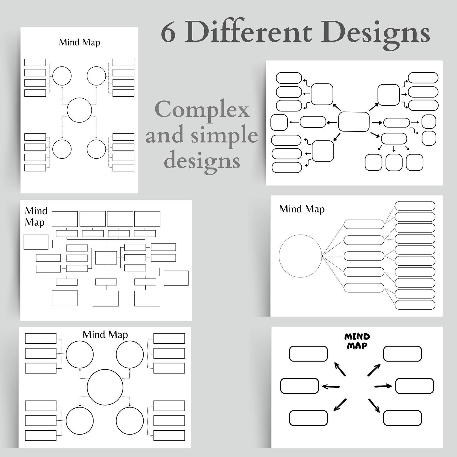 Mind Map Template Printable Mind Map Planner Brainstorm Diagrams Study ...