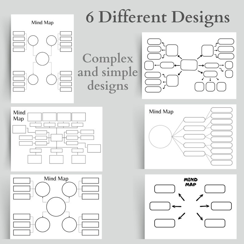 Mind Map Template Printable Mind Map Planner Brainstorm Diagrams Study ...