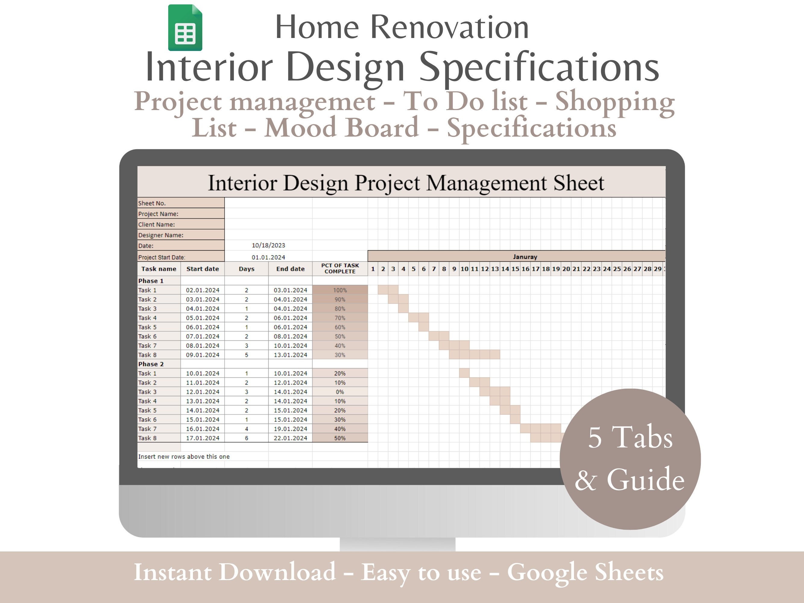 Interior Design Specifications Template FFE Interior Designer Project ...