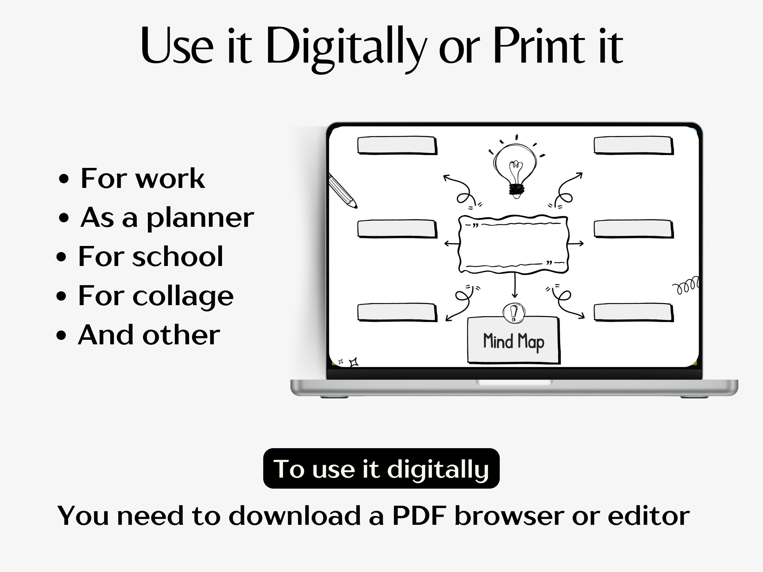 Mind Map Bundle Template School Printables Productivity Chart Study ...
