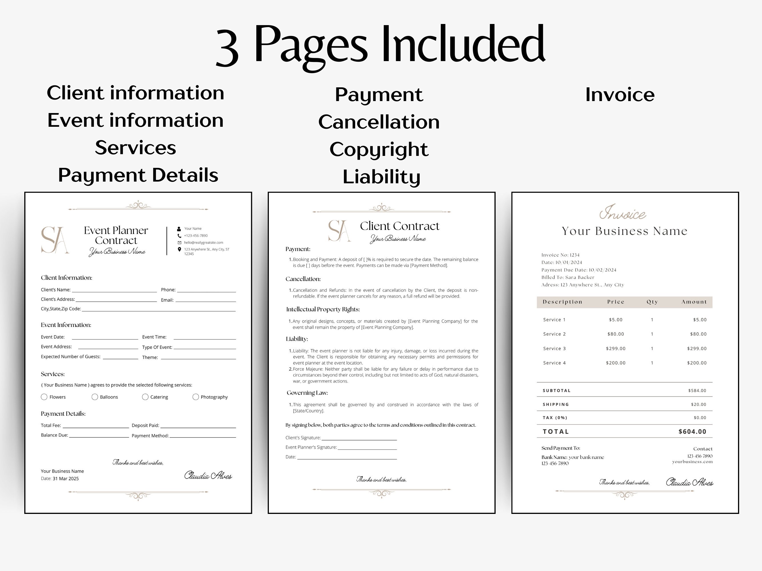 Event Planner Contract Template Decorator Client Agreement Event ...