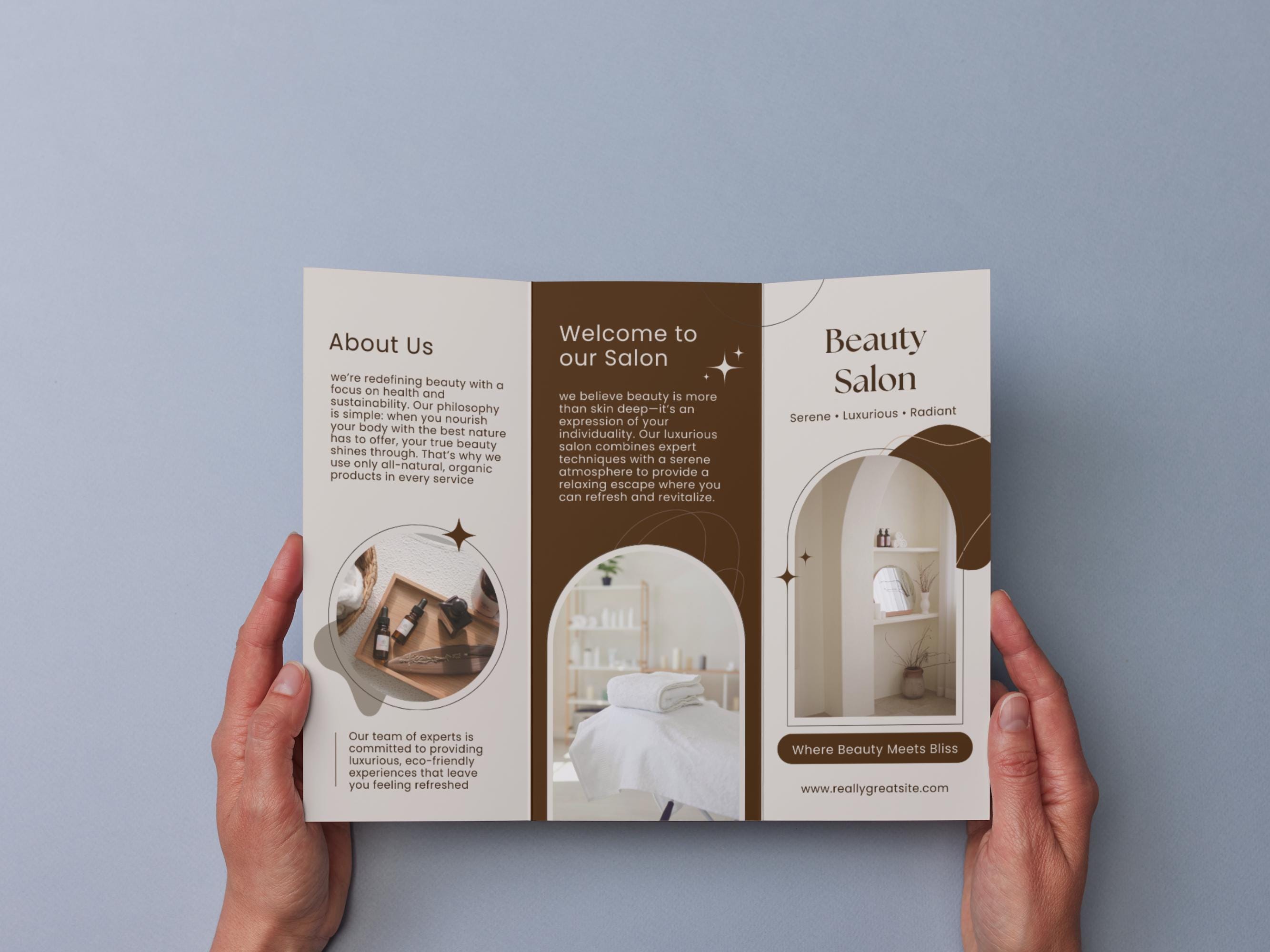 Beauty Salon Brochure Template Hair Nail Flyer Spa Service Guide Tri ...