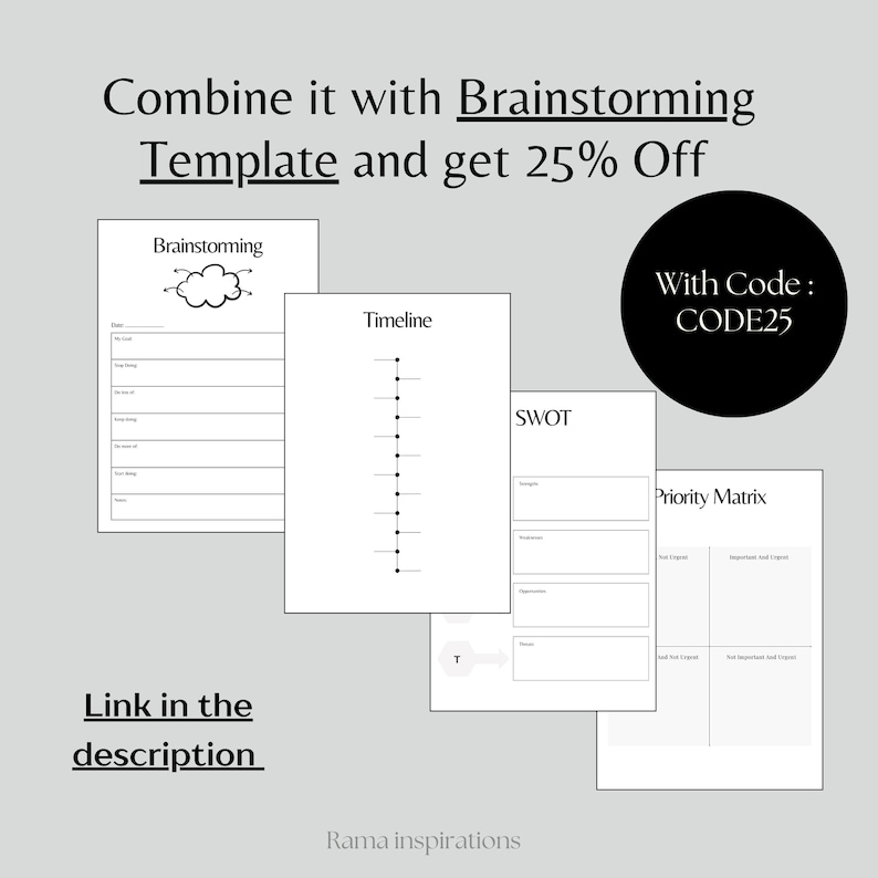 Mind Map Template Printable Mind Map Planner Brainstorm Diagrams Study ...