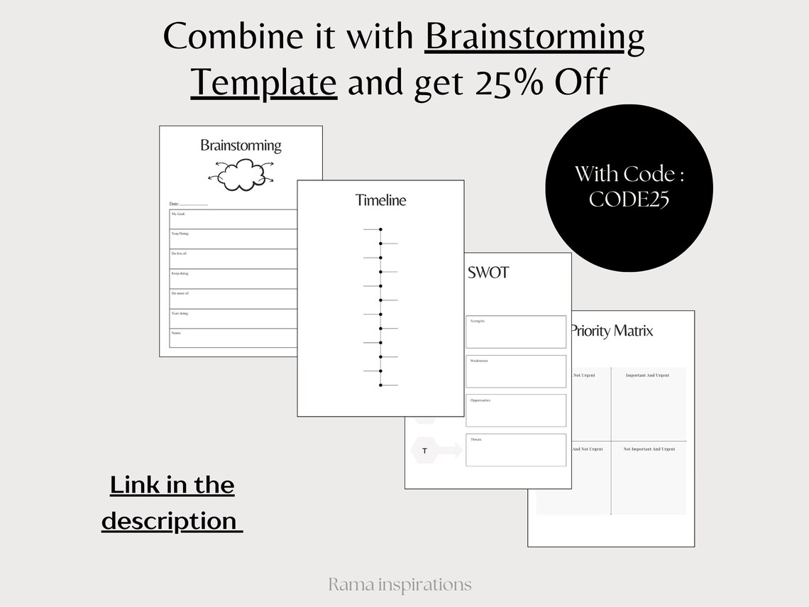 Mind Map Template Printable Mind Map Planner Brainstorm Diagrams Study ...