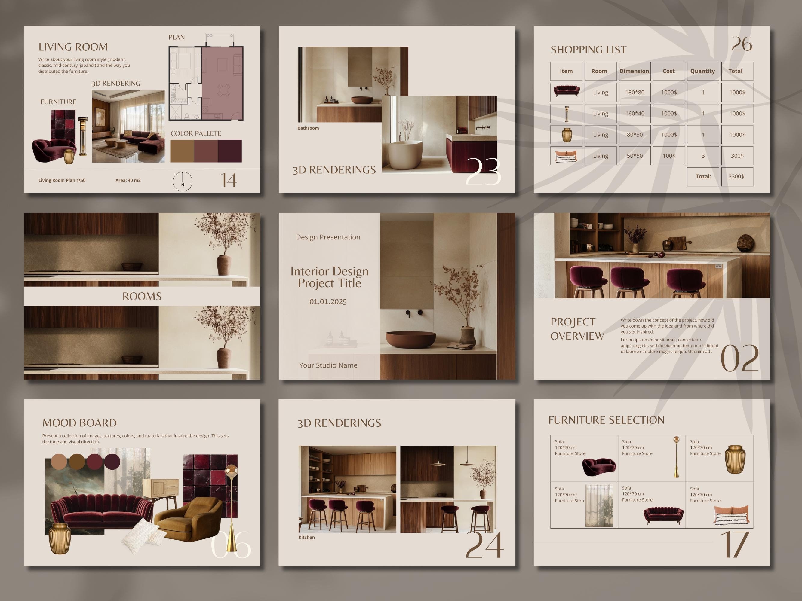 Interior Design Project Proposal Interior Presentation Canva Template ...