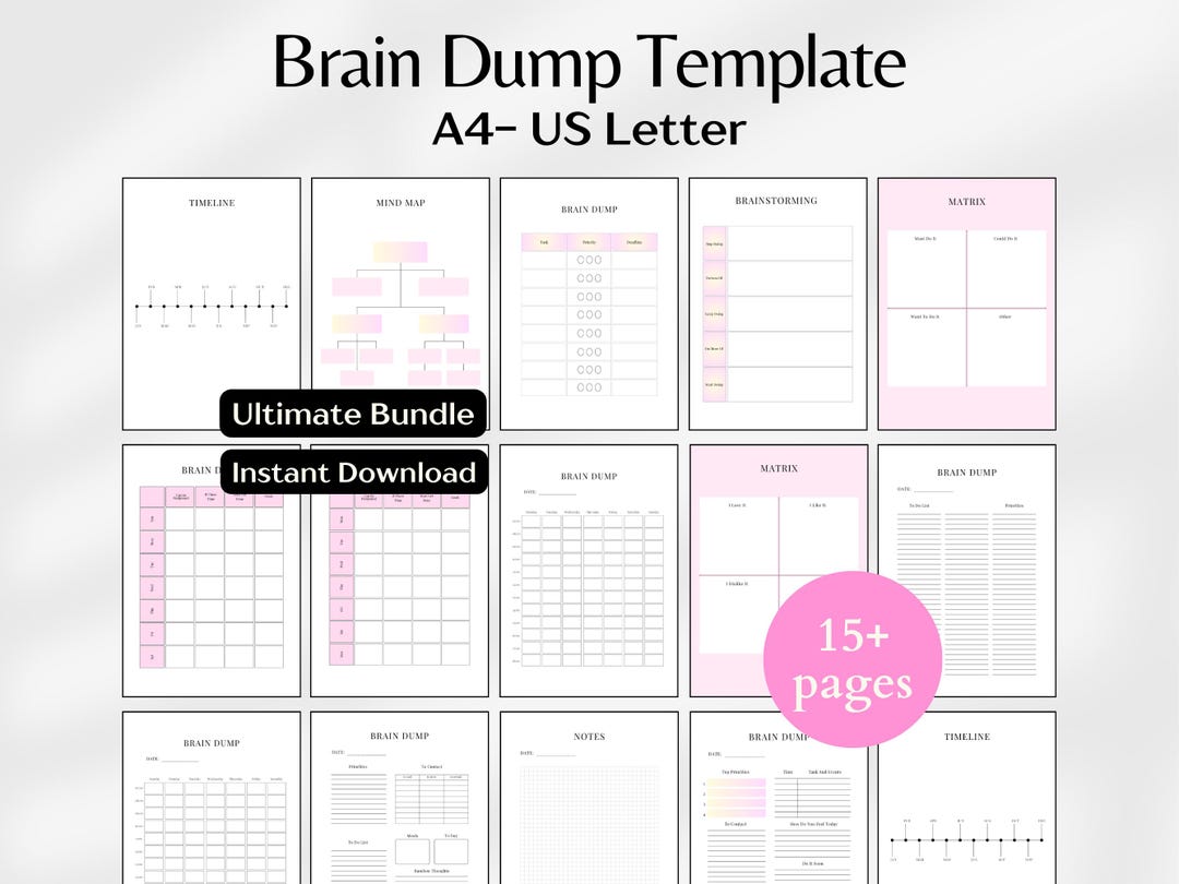 Brain Dump Printable Brainstorming Daily Planner Thoughts Origanizer ...