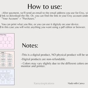 Mind Map Template Printable Mind Map Planner Brainstorm Diagrams Study ...