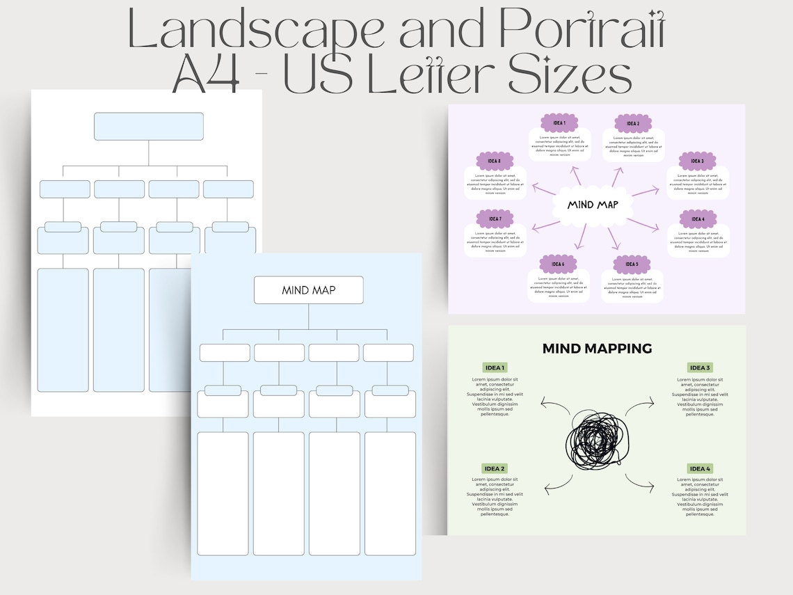 Mind Map Template Printable Mind Map Planner Brainstorm Diagrams Study ...