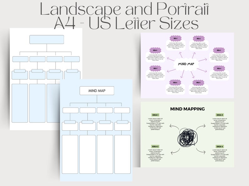Mind Map Template Printable Mind Map Planner Brainstorm Diagrams Study ...