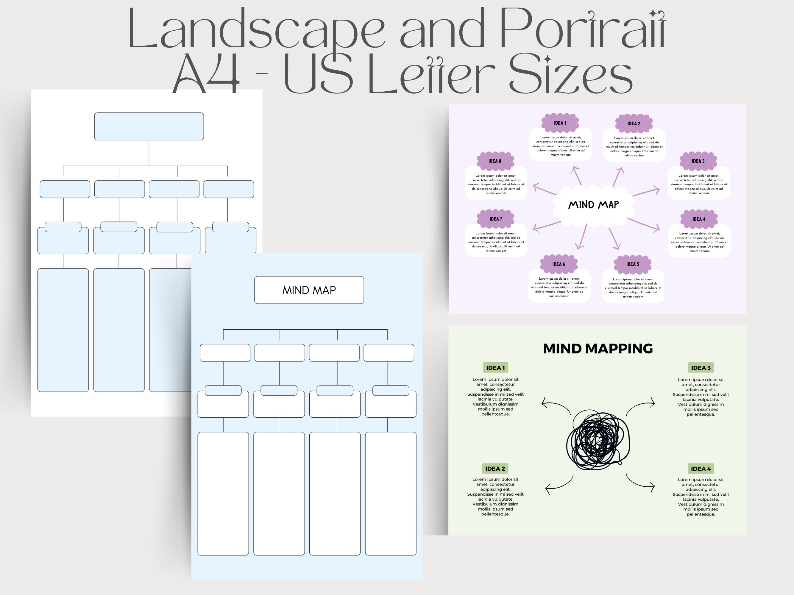 Mind Map Template Printable Mind Map Planner Brainstorm Diagrams Study ...