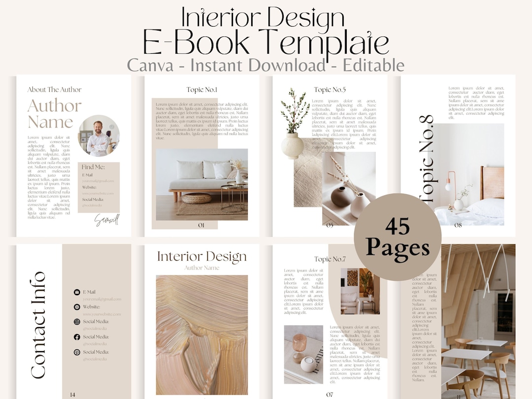 Ebook Interior Design Template Canva Editable Ebook Template Course ...