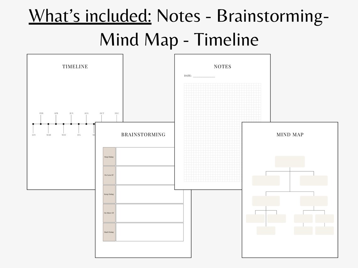 Brain Dump Bundle Template, Printable Brain Dump Planner, Ideas ...