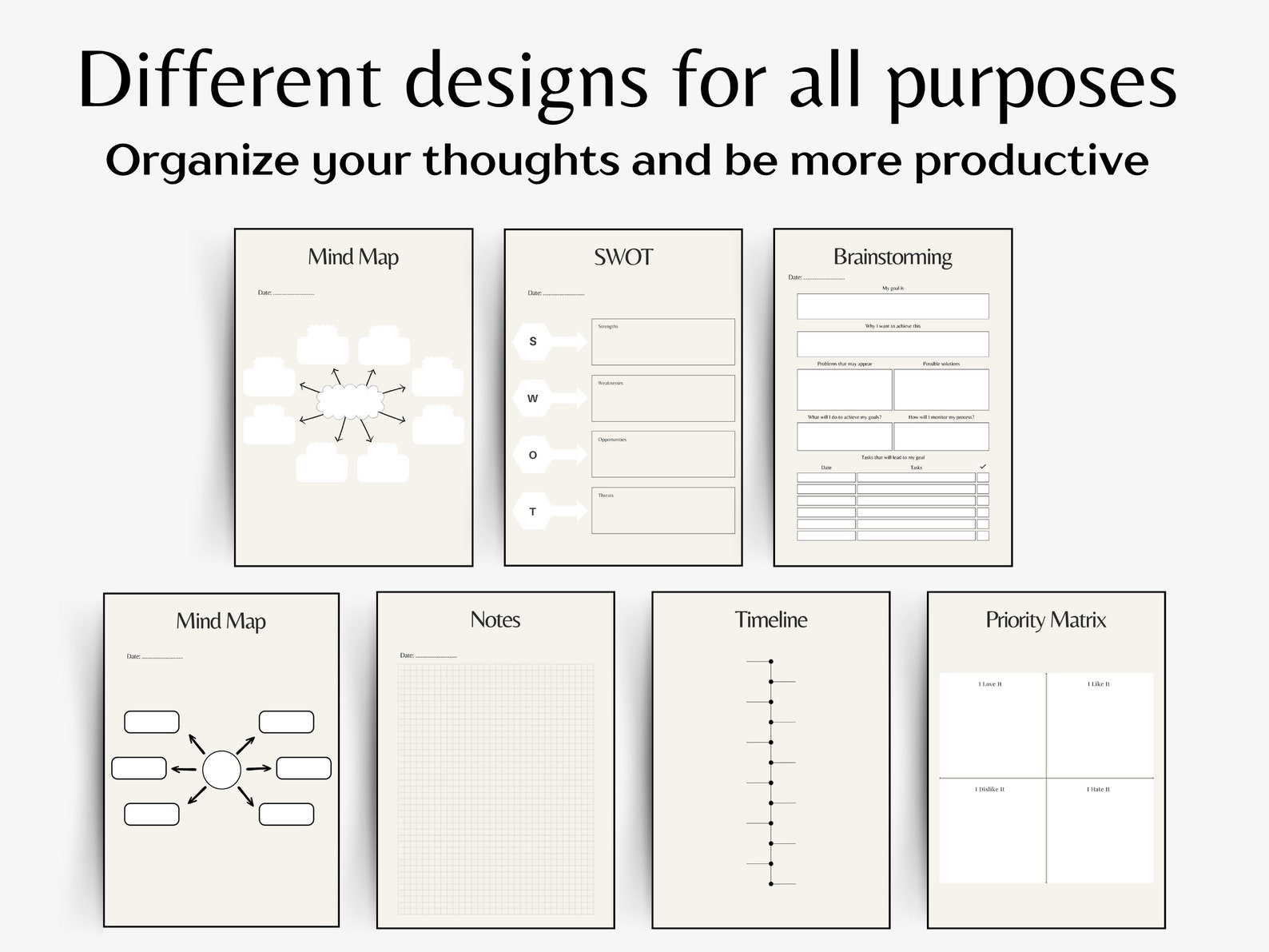 Brainstorm Template Bundle Productivity Digital Planner Mind Map ...