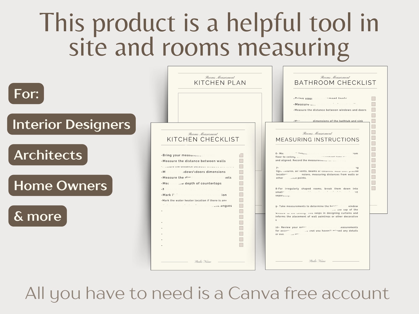 Rooms Measure Checklist Interior Design Site Measurement Template ...