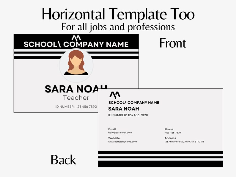 ID Badge Template - ID Card Editable Template - Work Name Tag ...