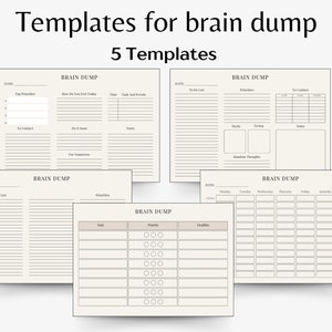 Brain Dump Planner Bundle Mind Map Template ADHD Weekly Planner Daily ...