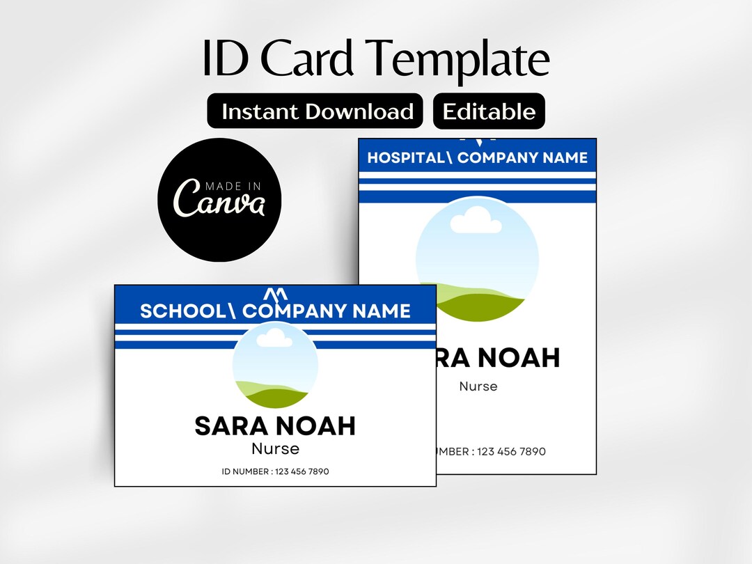 Nurse ID Badge Template, ID Card Editable Template, Doctor Name Tag ...