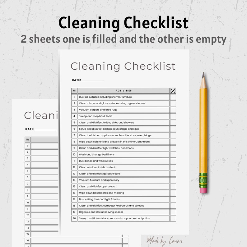 Cleaning Checklist Grey Minimalist Cleaning Schedule Get Organized Home ...