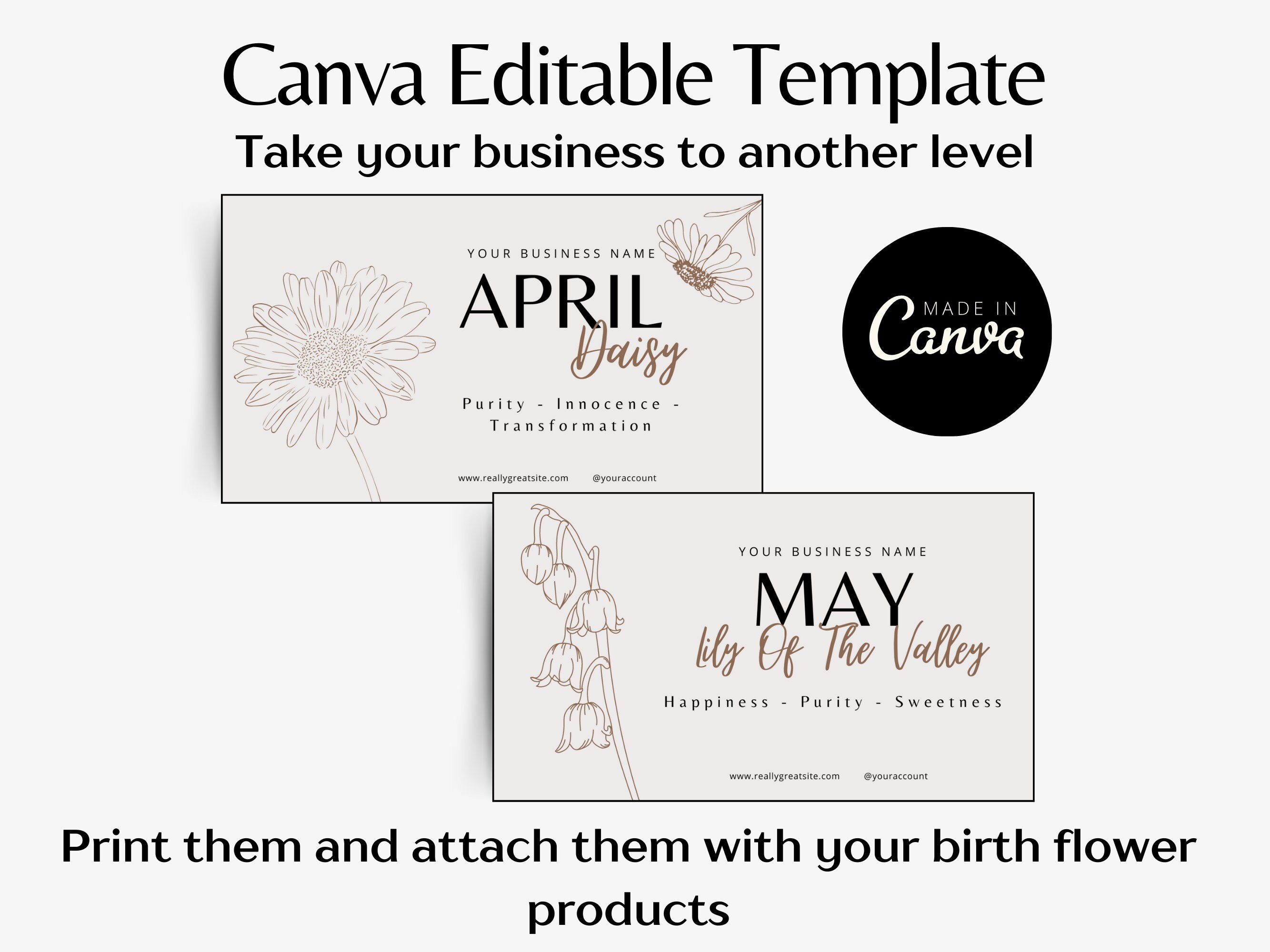 Birth Flower Card Template Birthflower Meaning Editable Card for Birth ...