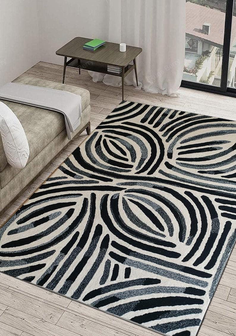 Hand Tufted New Rug Black & White Hand Made Rugs Carpets for Bedroom ...