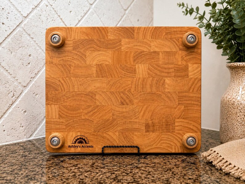 Rubberwood Butcher Block, Woodburned Hummingbird Floral Design, End ...