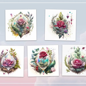 17 Rose Mystical Fantasy Emblems Clipart With Full Commercial Use, 300 ...