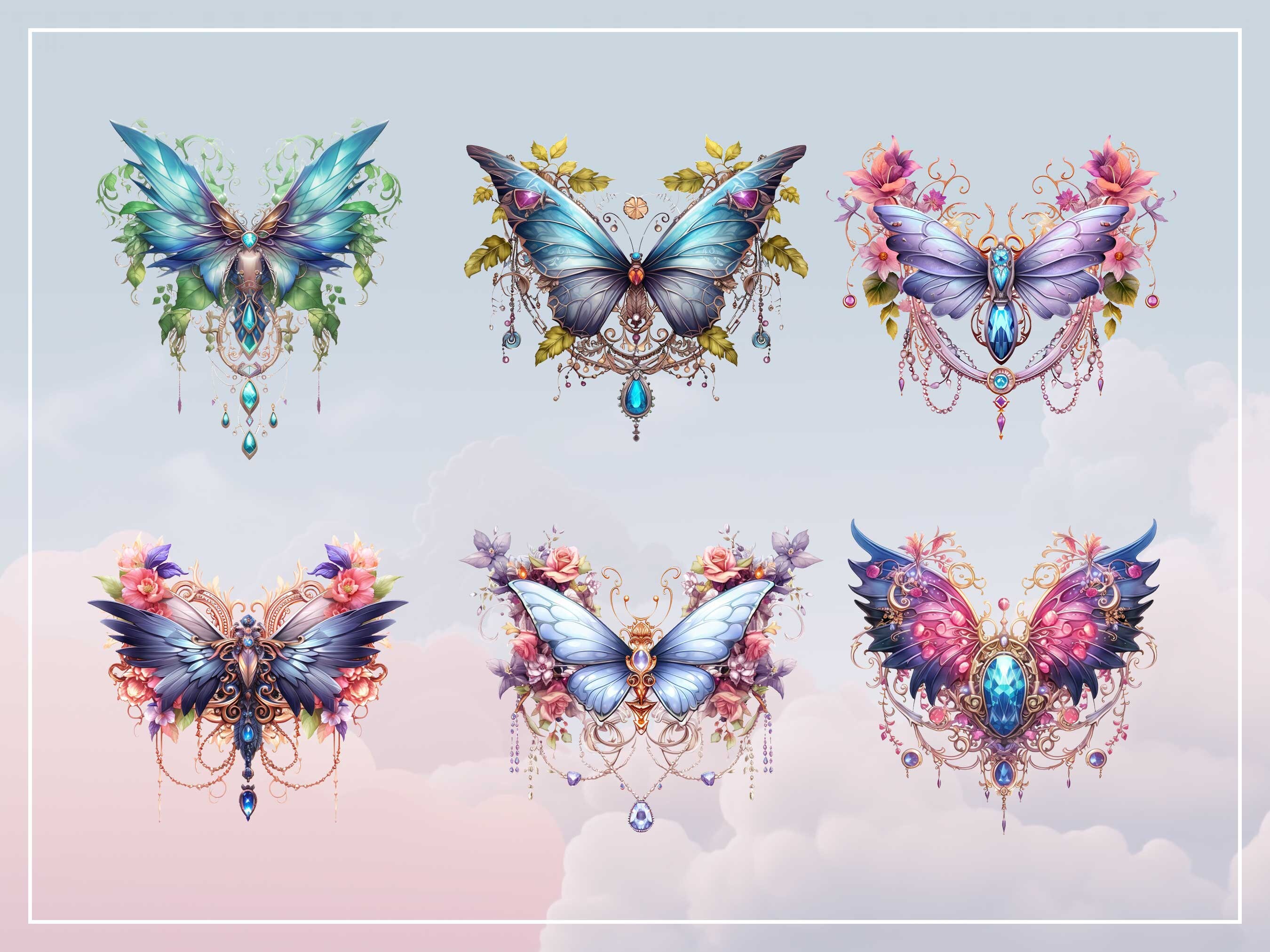 40 Fairy Mystical Fantasy Emblems Transparent Clipart Full - Etsy