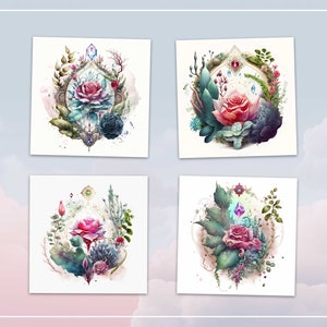 17 Rose Mystical Fantasy Emblems Clipart With Full Commercial Use, 300 ...