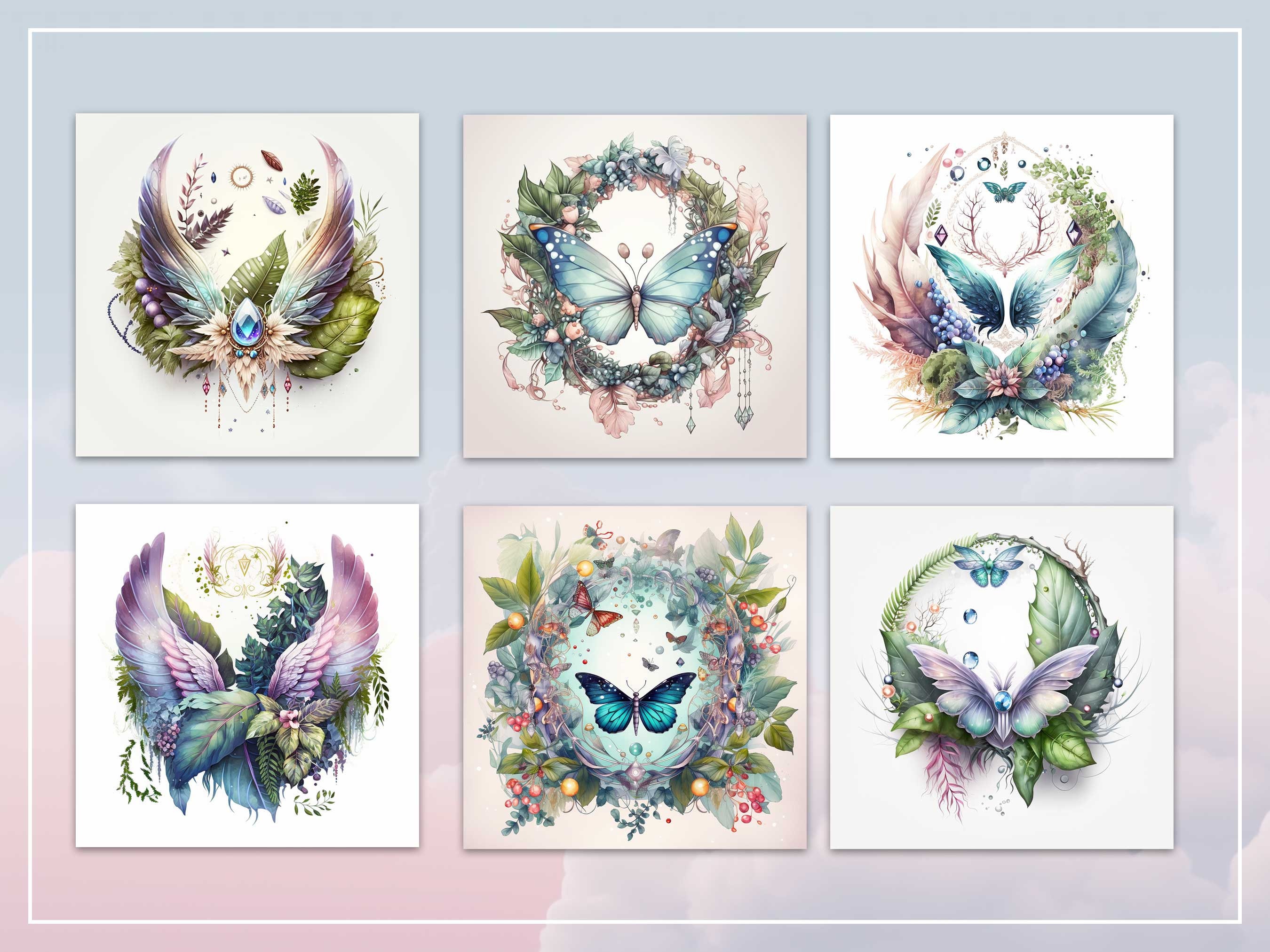35 Fairy Mystical Fantasy Emblems Clipart With Full Commercial Use, 300 DPI Pngs, Gems ...