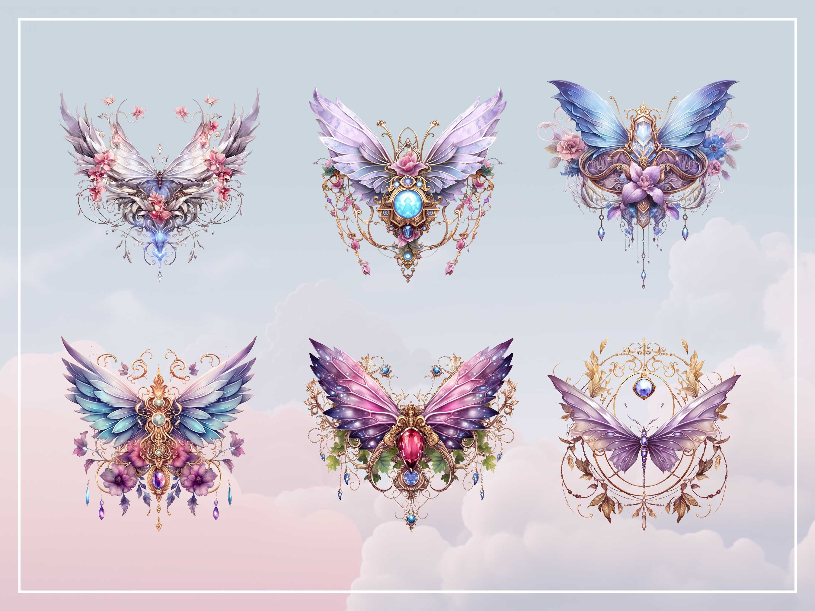 40 Fairy Mystical Fantasy Emblems Transparent Clipart Full - Etsy