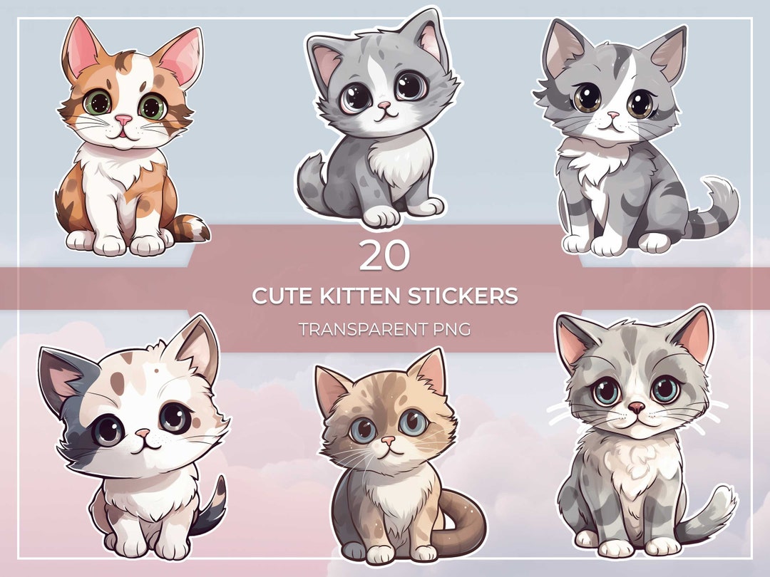 20 Cute Kittens Stickers Clipart With Full Commercial Use 300 - Etsy