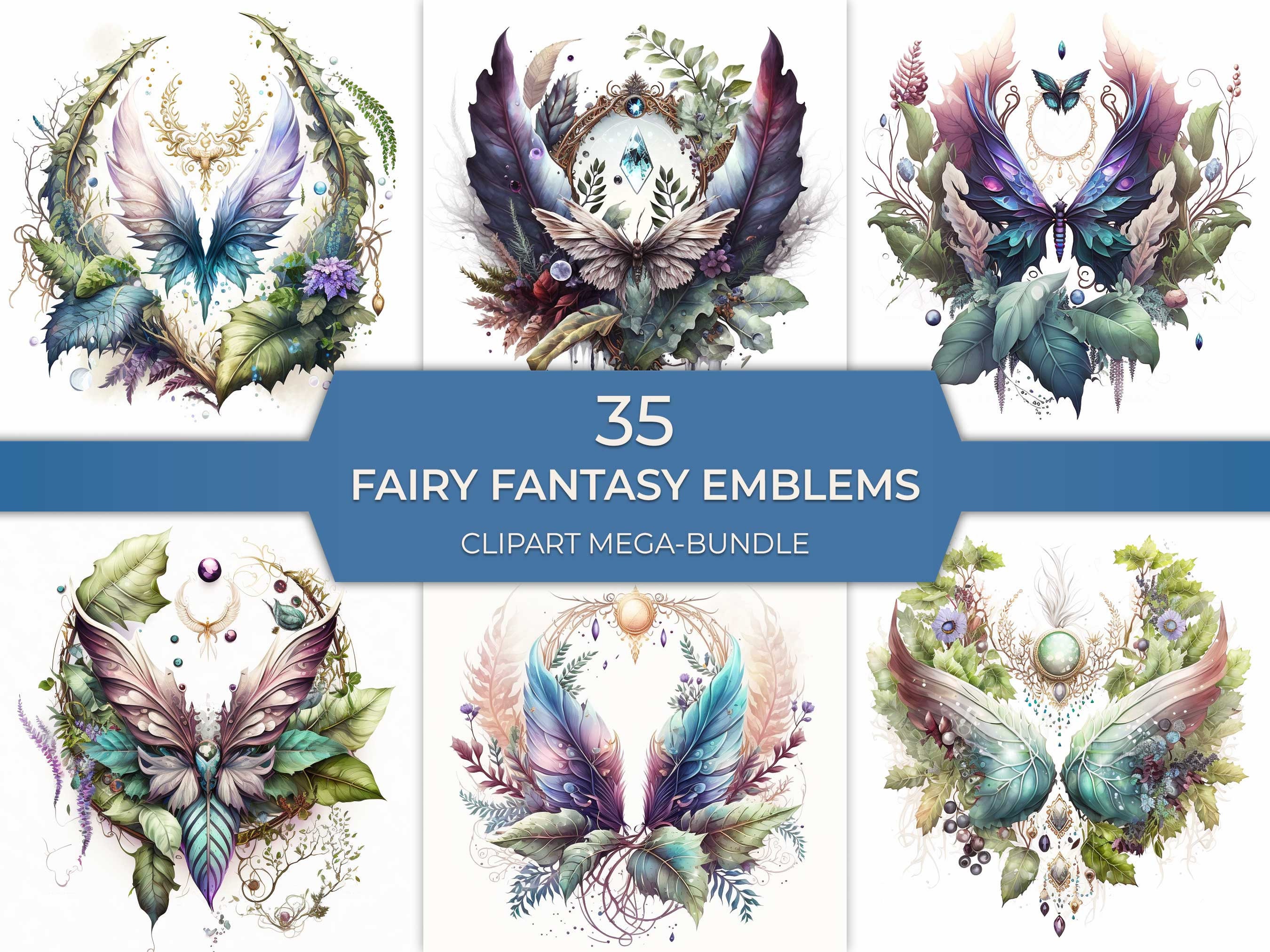35 Fairy Mystical Fantasy Emblems Clipart With Full Commercial Use, 300 ...