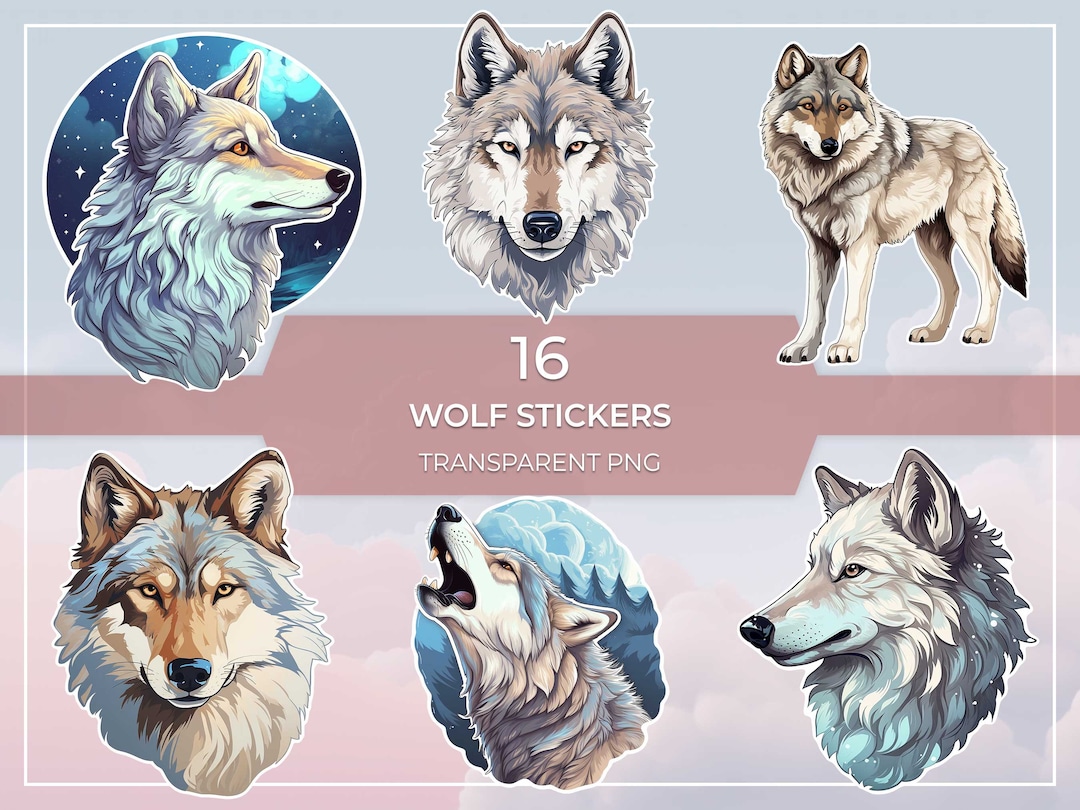 16 Wolf Stickers Clipart Full Commercial Use 300 DPI - Etsy