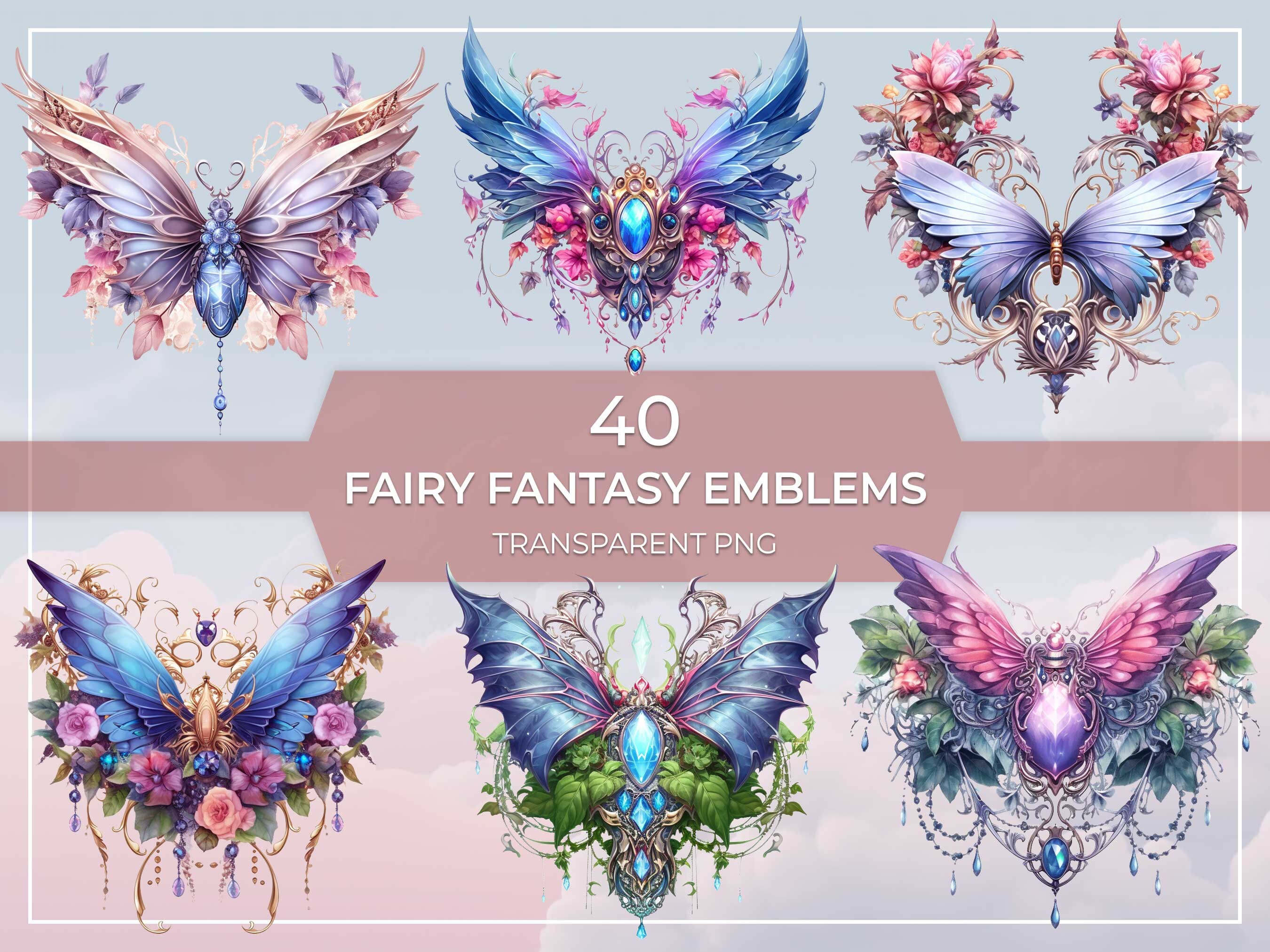 40 Fairy Mystical Fantasy Emblems Transparent Clipart Full - Etsy