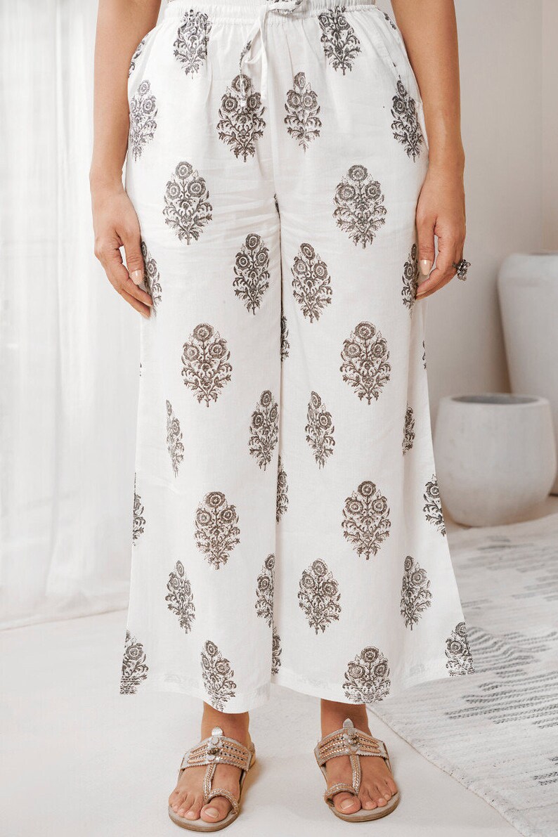 Breezy Black and White Block Print Kurta and Pants Set of Two. - Etsy