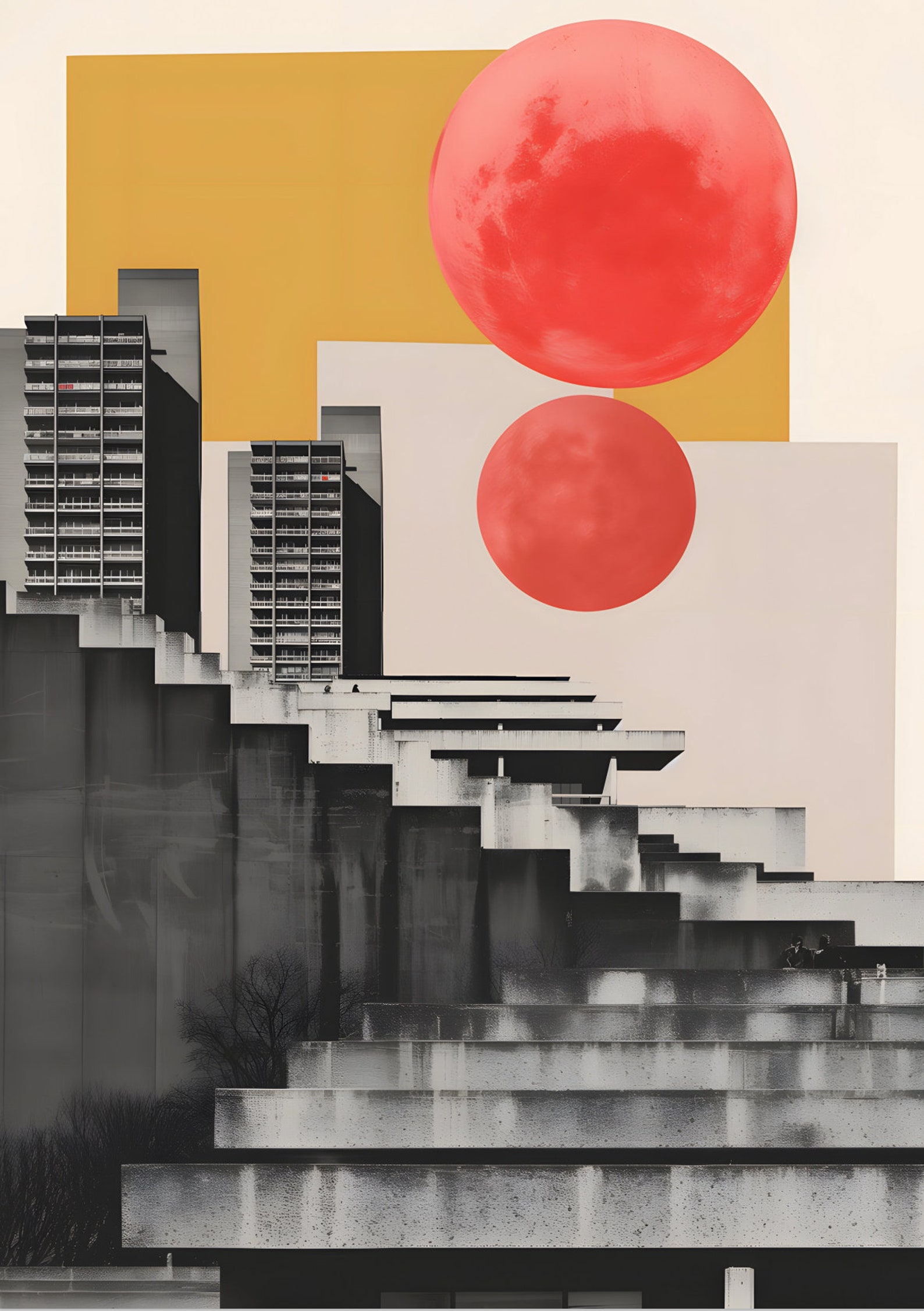 A Brutal Moon Architectural Print_moon_cityscape_the Barbican_wall Art ...