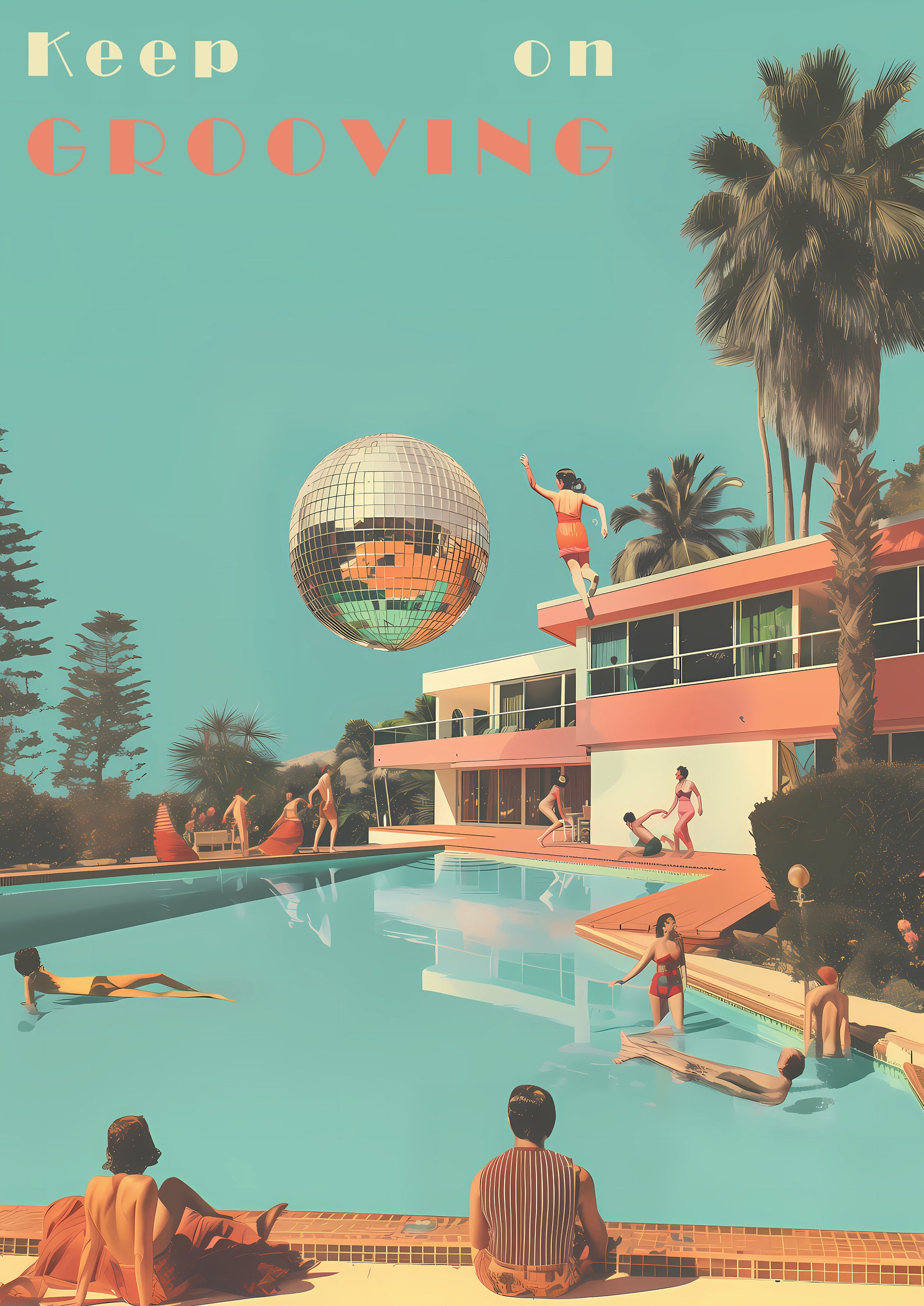 Keep on Grooving_retro Architectural Print_disco_poster_collage - Etsy